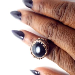 Handmade | Accessories | Black Glass Copper Plated Ring | Poshmark